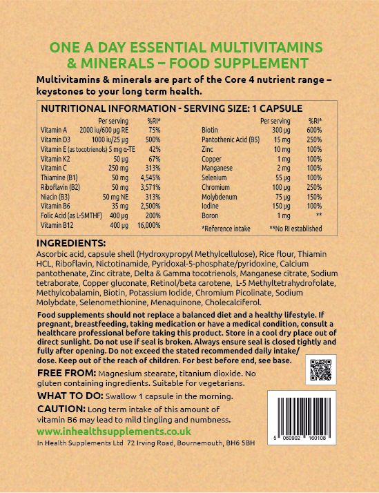 One-A-Day Essential Multi - 8 x 30 Capsules - In Health Supplements