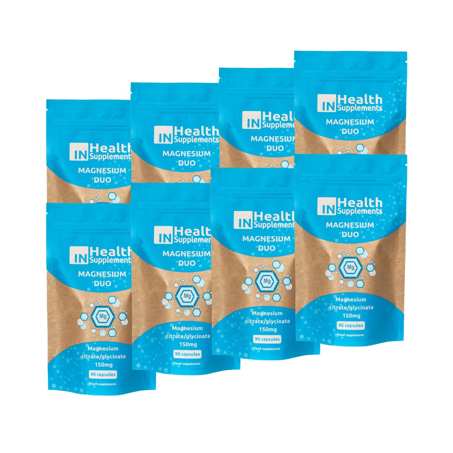 Magnesium Duo - 8 packs of 90 capsules - In Health Supplements