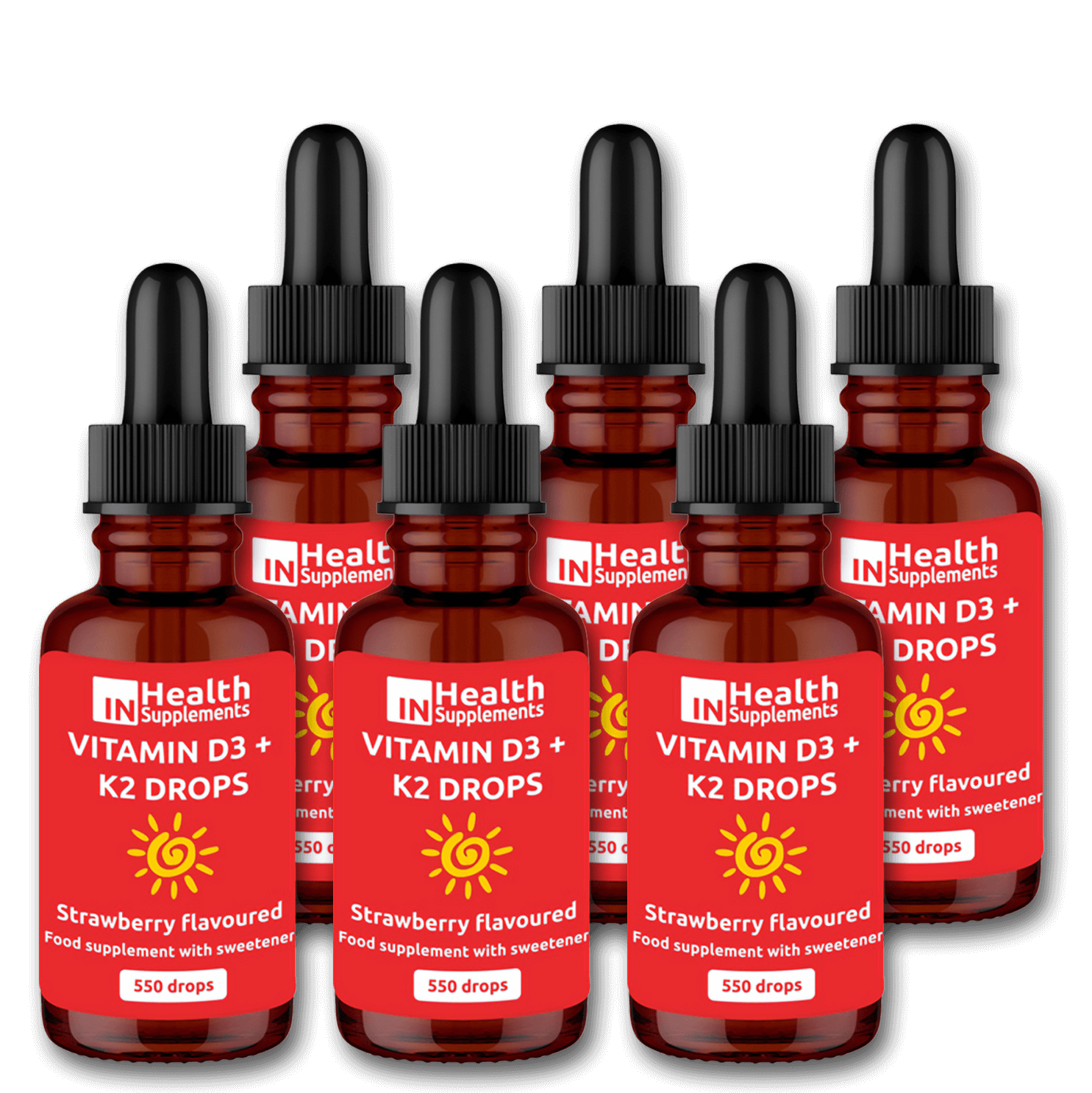 6 bottles of Vitamin D3 & K2 Liquid 30ml - In Health Supplements